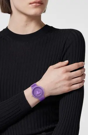 Versace Medusa Pop Silicone Strap Watch - Purple