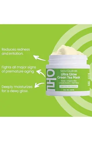 SEOUL CEUTICALS Ultra Glow Korean Skincare Green Tea Mask - Clear