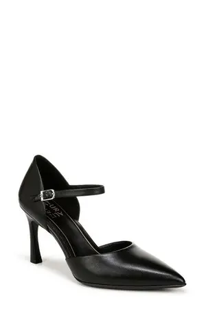 Naturalizer Amber Ankle Strap Pumps - Black Leather