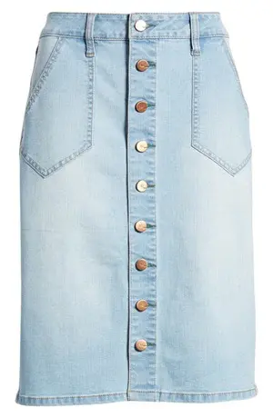 1822 Denim Button Front Denim Skirt