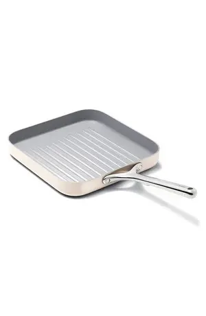 CARAWAY 11" Ceramic Nonstick Square Grill Pan - Cream