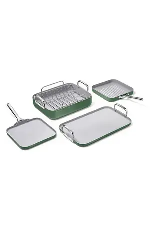 CARAWAY 5-piece Ceramic Nonstick Cookware Set - Sage