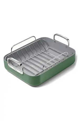 CARAWAY Ceramic Nonstick Roasting Pan & Wire Rack - Sage