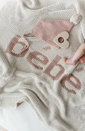 DOMANI HOME Bébé Cotton Blanket - Ivory/ Blush
