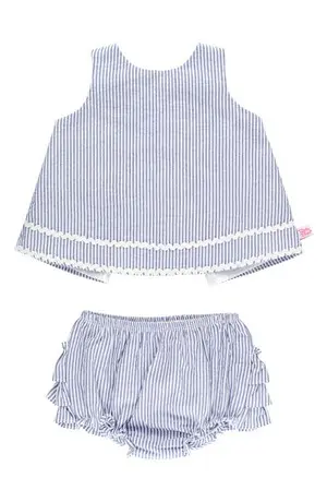 RUFFLEBUTTS Seersucker Cotton Top & Bloomer Set