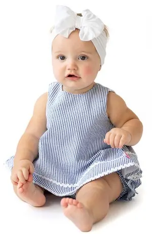RUFFLEBUTTS Seersucker Cotton Top & Bloomer Set