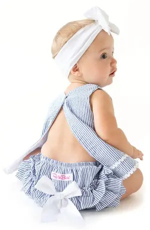 RUFFLEBUTTS Seersucker Cotton Top & Bloomer Set