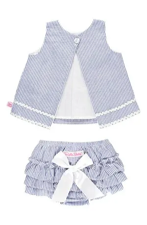 RUFFLEBUTTS Seersucker Cotton Top & Bloomer Set