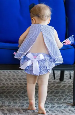RUFFLEBUTTS Seersucker Cotton Top & Bloomer Set