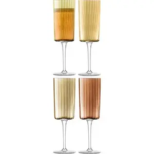 LSA Gems Set Of 4 Champagne Flutes - Amber/orange