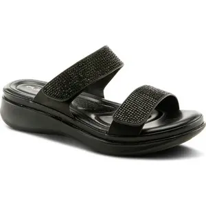 SPRING STEP SHOES Bling Wedge Sandals - Black