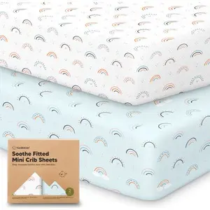 KEABABIES Soothe Fitted Mini Crib Sheet Jolly Rainbow