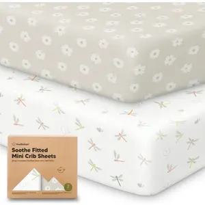 KEABABIES Soothe Fitted Mini Crib Sheet Meadow