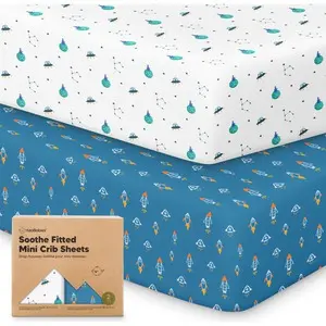 KEABABIES Soothe Fitted Mini Crib Sheet Space Quest