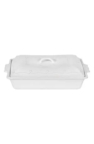 JULISKA Berry & Thread 13-inch Rectangular Ceramic Baking Dish With Lid - Whitewash