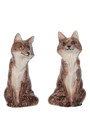 JULISKA Clever Creatures Fox Salt & Pepper Shaker Set - Walnut