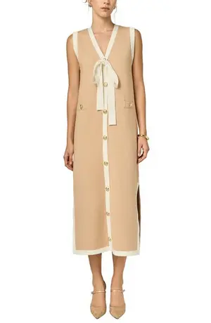 English Factory Sleeveless Sweater Dress - Beige/white