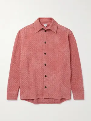 Bottega Veneta Intrecciato Suede Overshirt - Pink