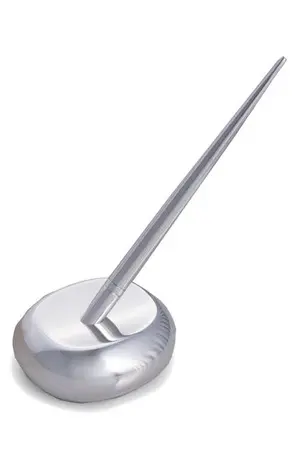 BEY-BERK Oval Pen Stand - Silver