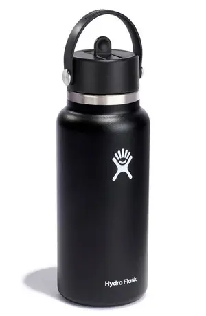 HYDRO FLASK 32-ounce Wide Mouth Flex Straw Cap Water Bottle Black