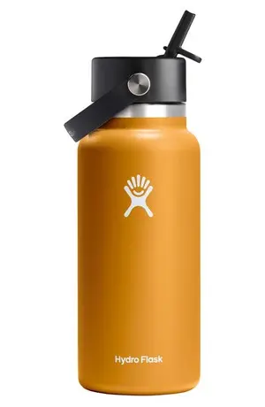 HYDRO FLASK 32-ounce Wide Mouth Flex Straw Cap Water Bottle Fossil