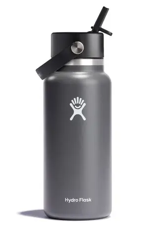 HYDRO FLASK 32-ounce Wide Mouth Flex Straw Cap Water Bottle Stone