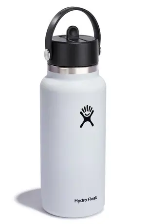 HYDRO FLASK 32-ounce Wide Mouth Flex Straw Cap Water Bottle White