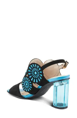 SPRING STEP SHOES Embroidery Slingback Sandal - Black Multi