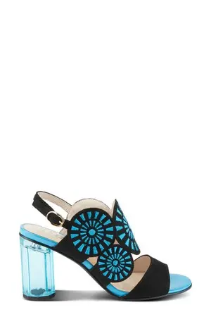 SPRING STEP SHOES Embroidery Slingback Sandal - Black Multi