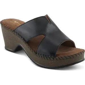 SPRING STEP SHOES Deltana Leather Platform Slide Sandal