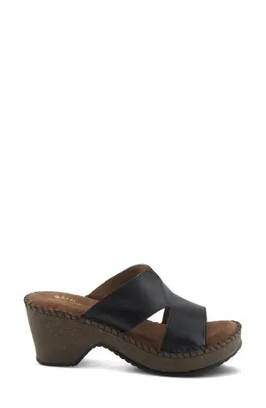SPRING STEP SHOES Deltana Leather Platform Slide Sandal