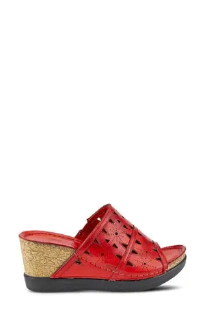 SPRING STEP SHOES Fusa Wedge Slide Sandal - Red