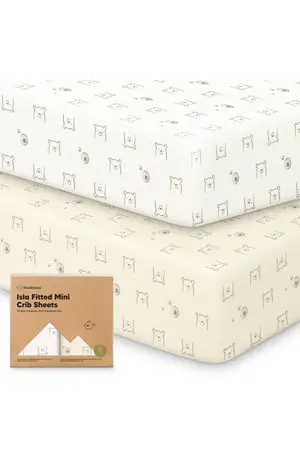 KEABABIES Isla Fitted Mini Crib Sheets Bumble Bear