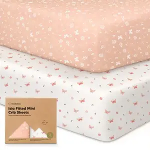 KEABABIES Isla Fitted Mini Crib Sheets Butterflies