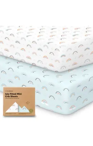 KEABABIES Isla Fitted Mini Crib Sheets - Jolly Rainbow