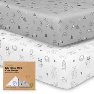KEABABIES Isla Fitted Mini Crib Sheets Woodland