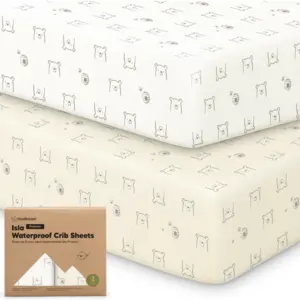 KEABABIES 2-pack Isla [protect+] Waterproof Crib Sheets Bumble Bear