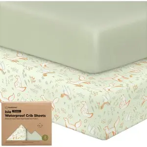 KEABABIES 2-pack Isla Protect+ Waterproof Crib Sheets - Foxtrot