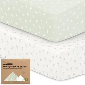KEABABIES 2-pack Isla [protect+] Waterproof Crib Sheets Herb