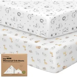 KEABABIES 2-pack Isla [protect+] Waterproof Crib Sheets Keasafari