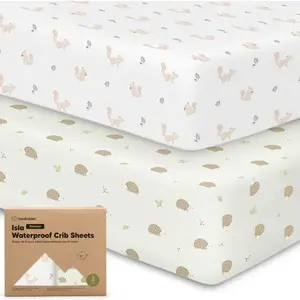 KEABABIES 2-pack Isla [protect+] Waterproof Crib Sheets Nibbles/bruce
