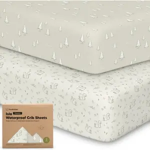 KEABABIES 2-pack Isla [protect+] Waterproof Crib Sheets Pine Grove