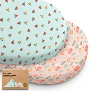KEABABIES 2-pack Isla Fitted Bassinet Sheets Beach Day
