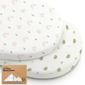 KEABABIES 2-pack Isla Fitted Bassinet Sheets - Nibbles/bruce