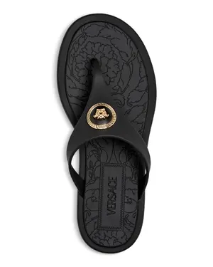 Versace Alia Medusa Thong Sandals - Black