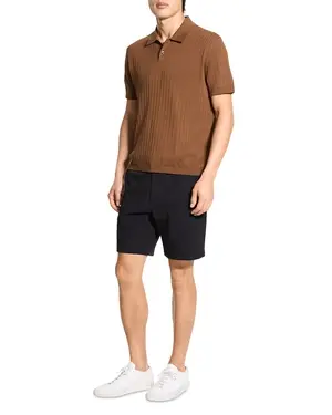 Theory Short Sleeve Cable Polo In Breach - Deep Tobacco