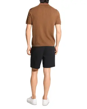 Theory Short Sleeve Cable Polo In Breach - Deep Tobacco