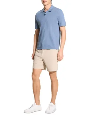 Theory Short Sleeve Cable Polo In Breach - Rainstorm