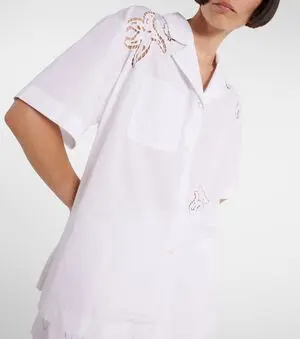 Versace Embroidered Cotton Poplin Bowling Shirt