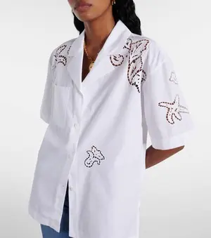 Versace Embroidered Cotton Bowling Shirt